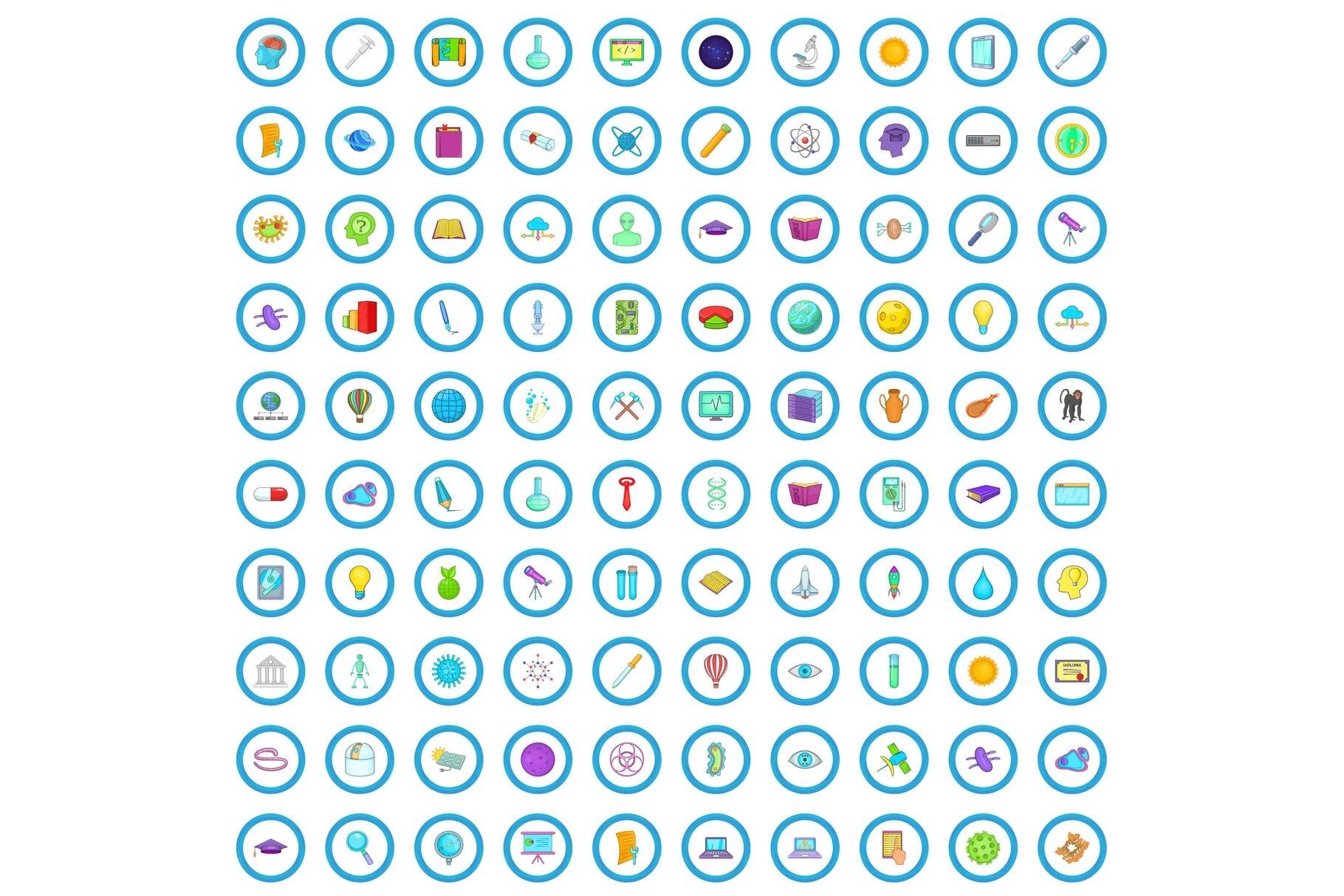 100 development icons set, cartoon style (496509) | Icons | Design Bundles