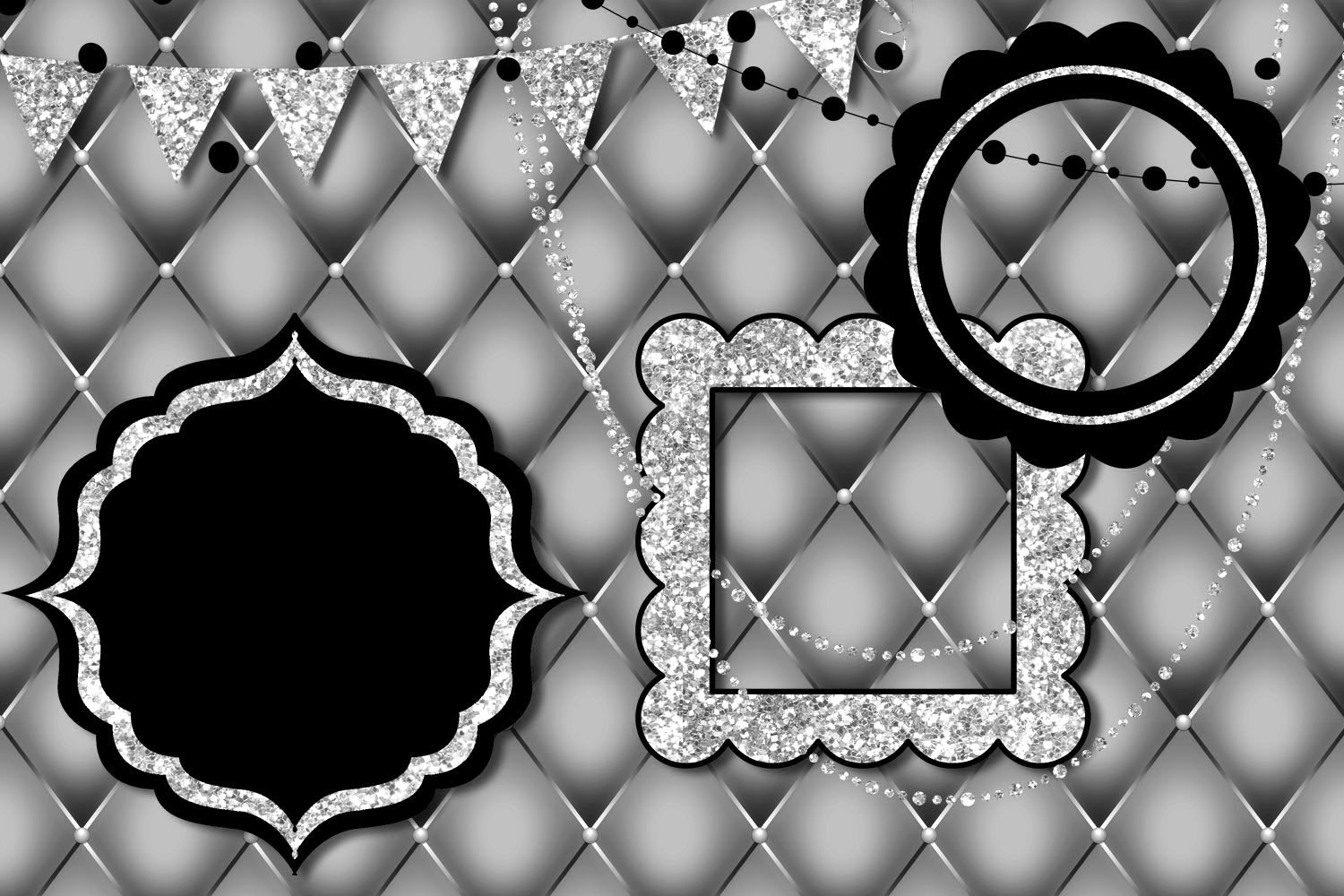 Black and Silver Party Decorations Clipart (556289) | Patterns | Design ...