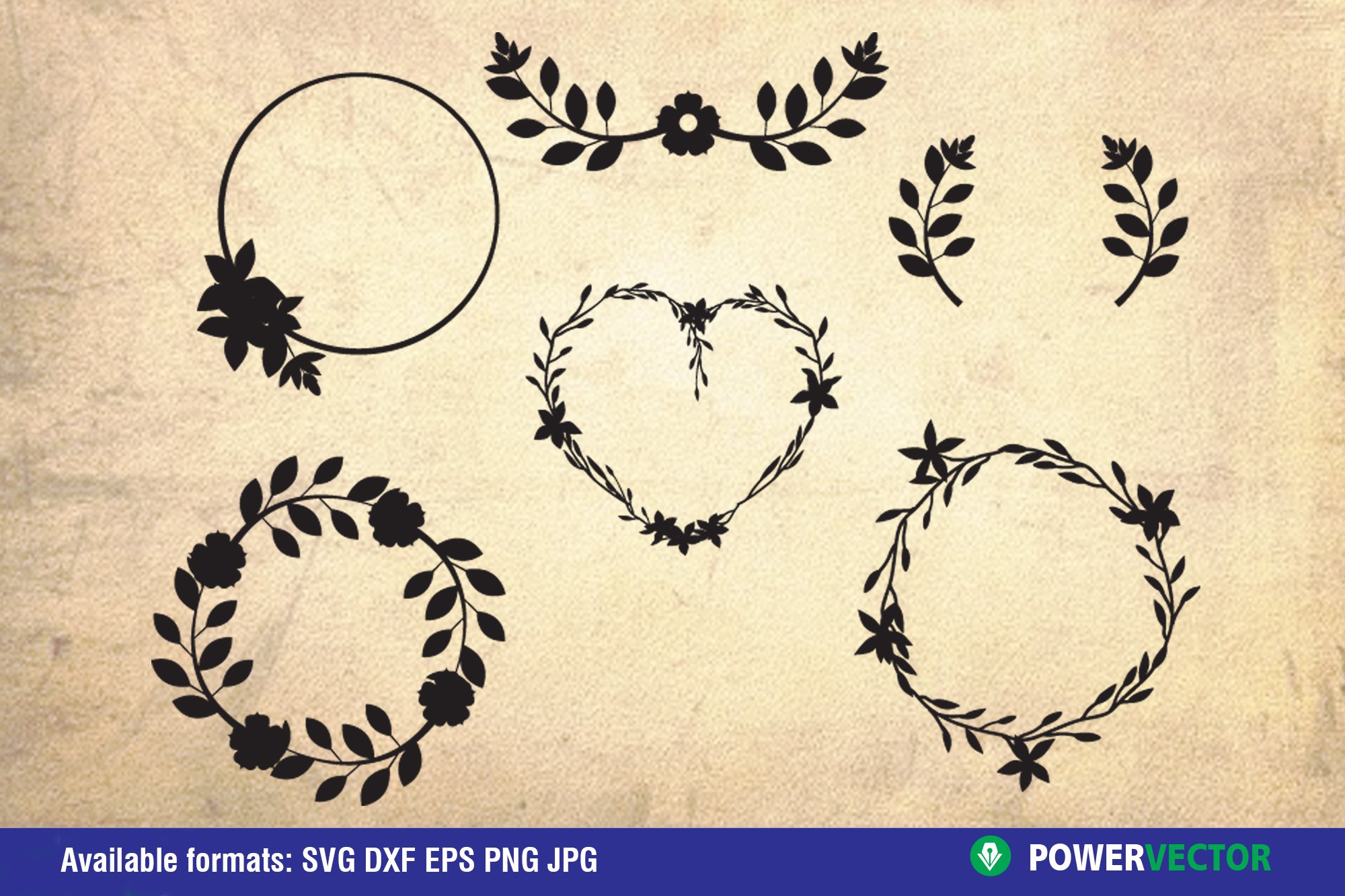 Flowers and Laurel Wreaths SVG Bundle (574398) | Cut Files | Design Bundles