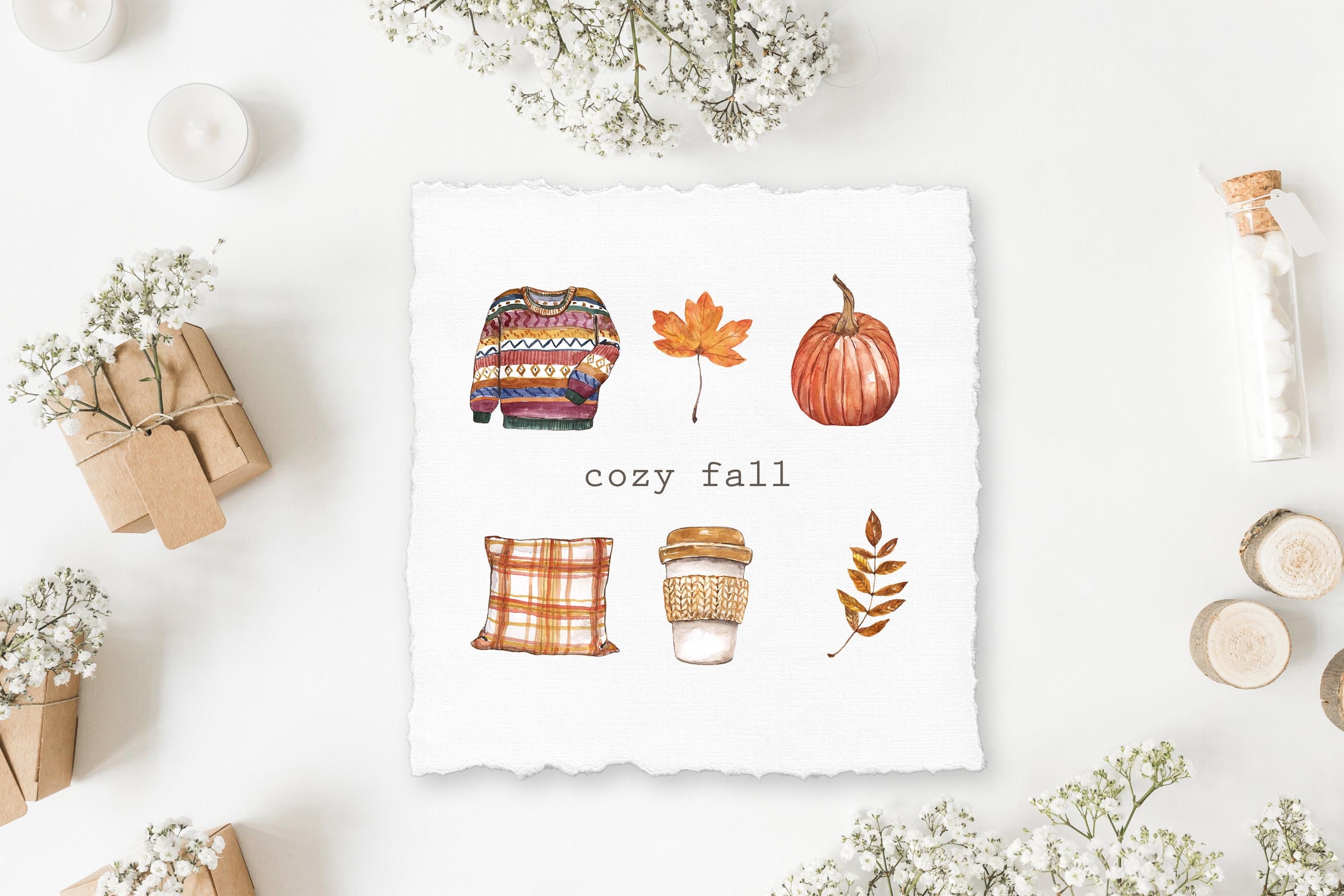 Fall Clipart Watercolor Autumn Cozy Painting Clip art (934890 ...