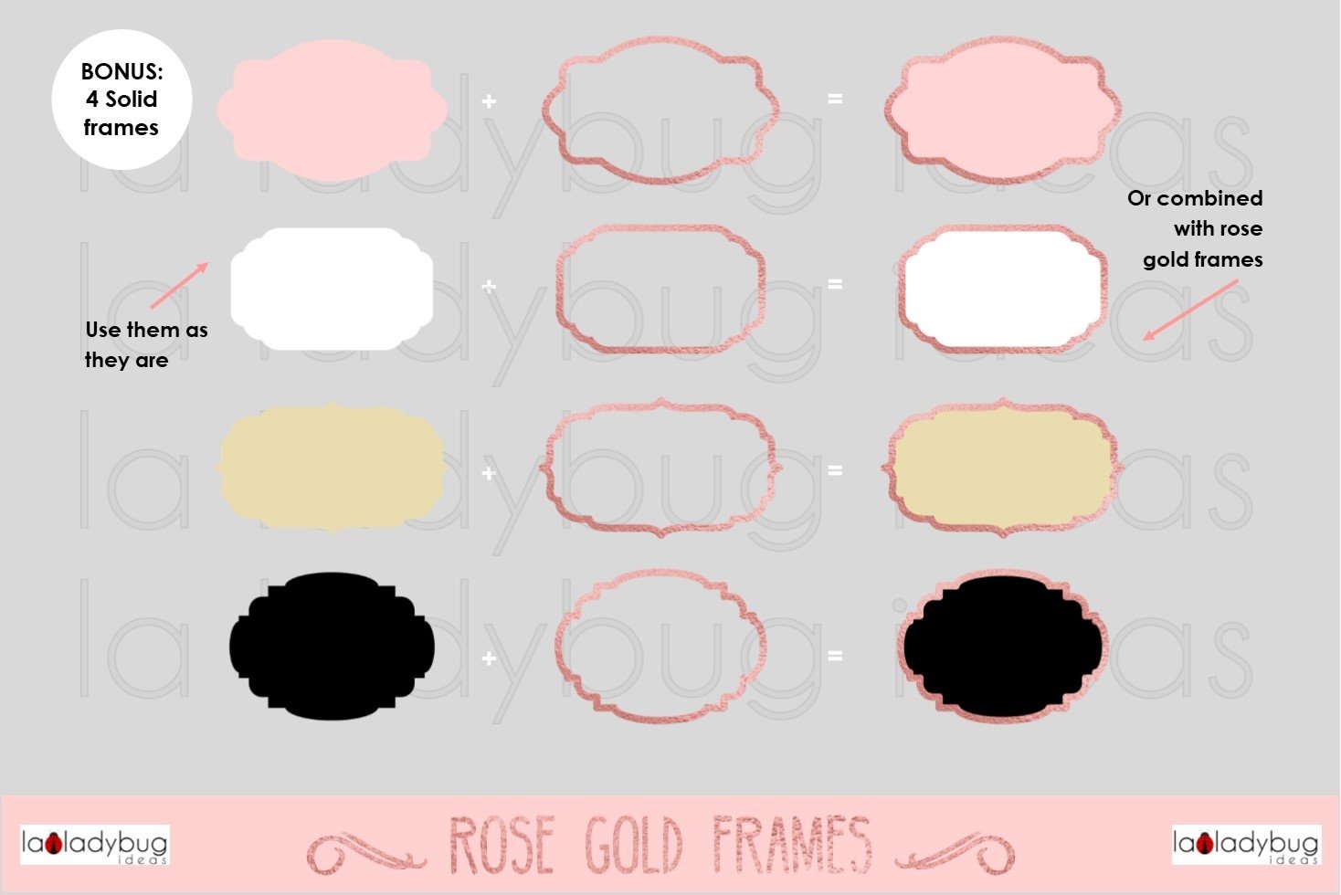 Rose gold frames. Clip art. Rose gold foil frames. (59526) | Elements ...