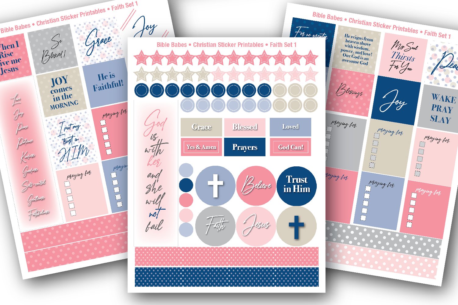 Pink Christian Faith Stickers PDF/PNG and Cut Lines SVG/PNG (421499 ...