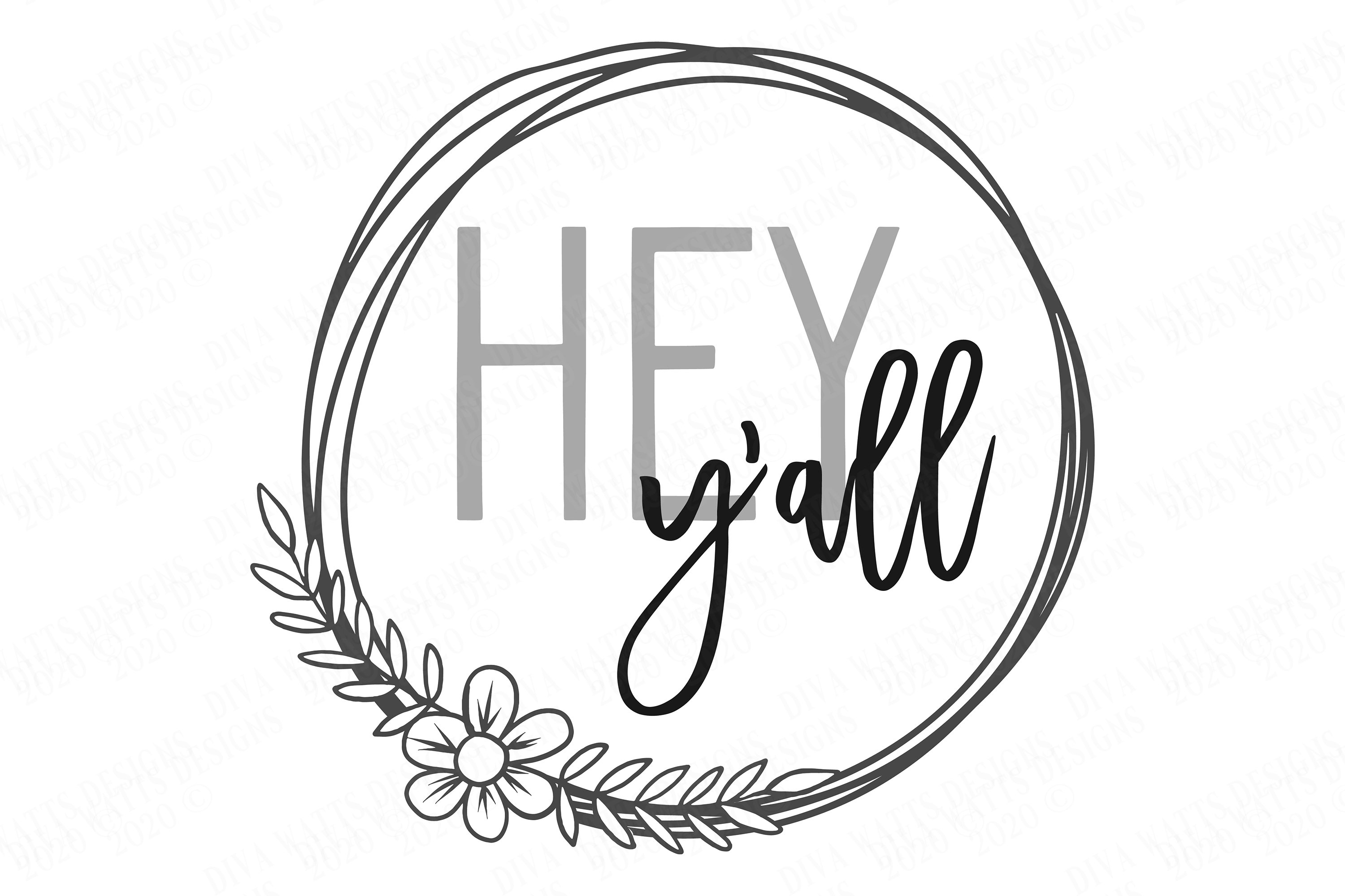 Hey Y'all - Southern Farmhouse Wreath Sign - SVG DXF Welcome (555794 ...