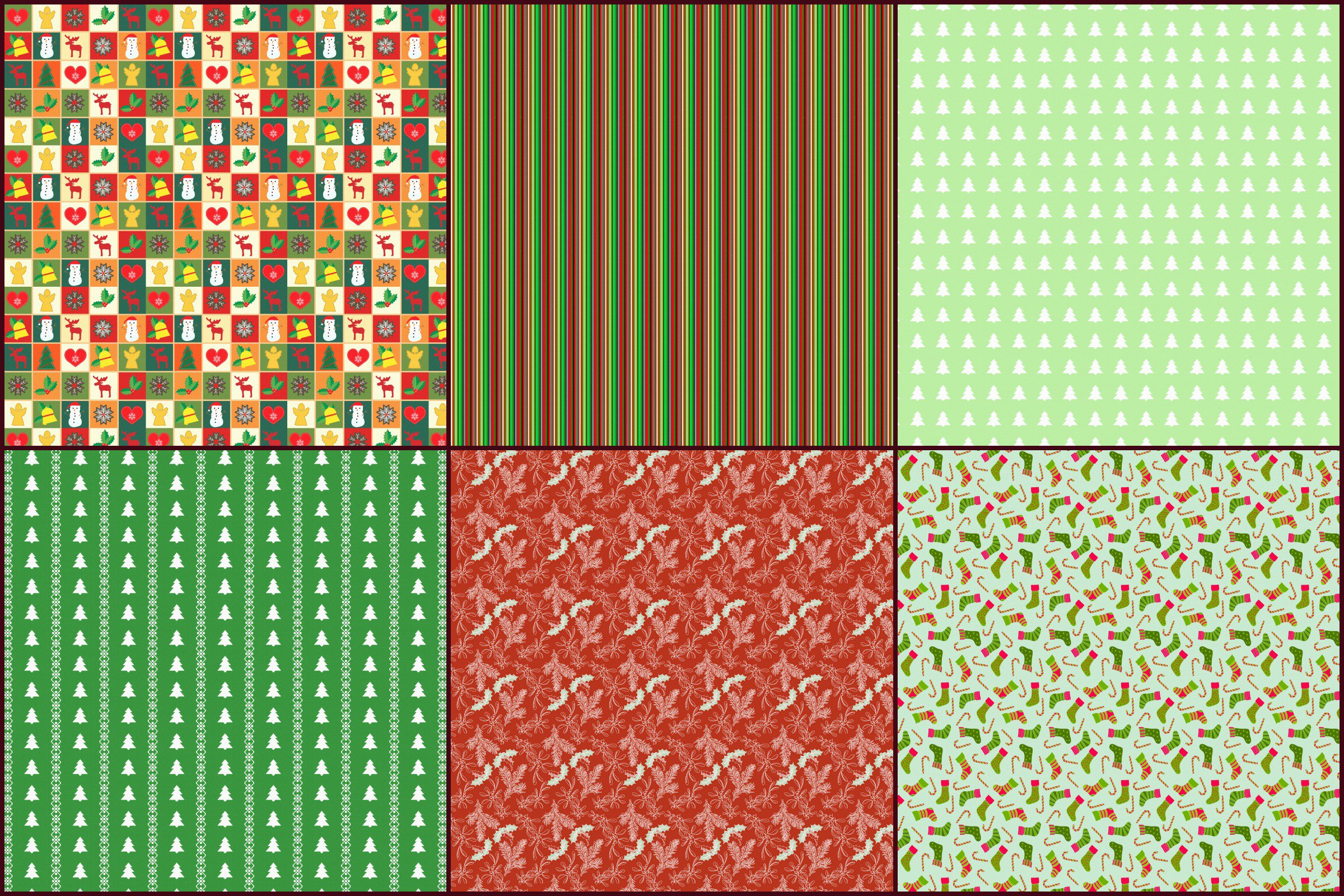 Traditional Christmas Pattern Papers Digital Paper Pack (307285 