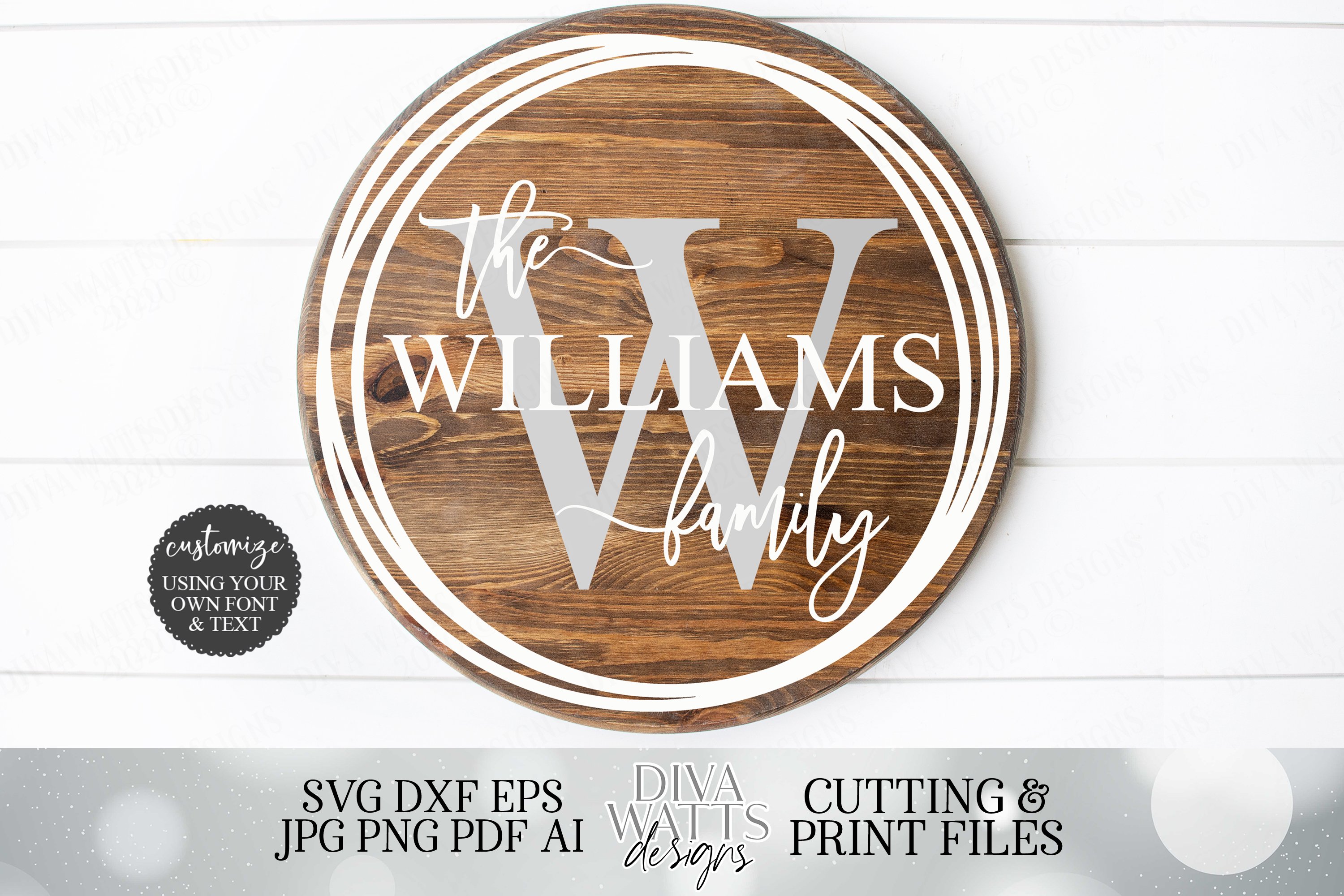 Modern Farmhouse Monogram Wreath Cutting File (664292) | SVGs | Design ...