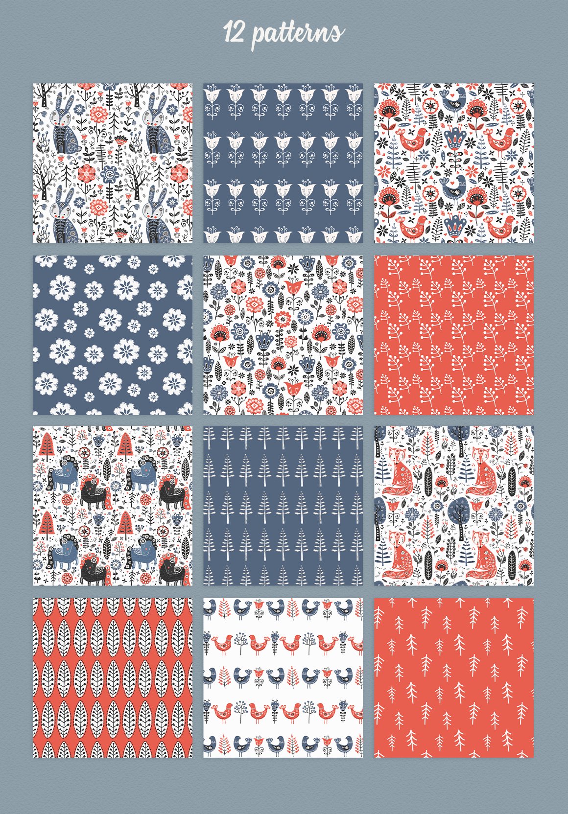 Folk Art Illustration Set