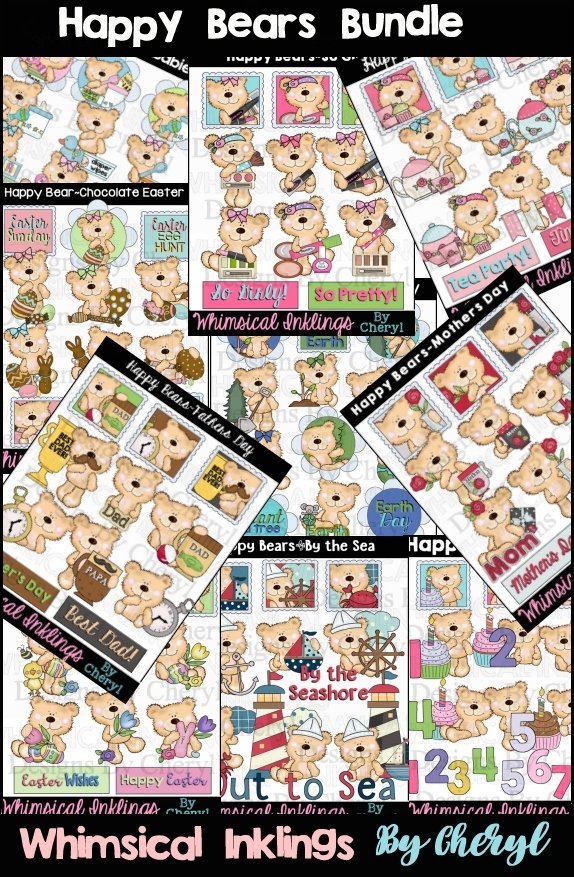 Happy Bears Clipart Bundle (76794) | Illustrations | Design Bundles