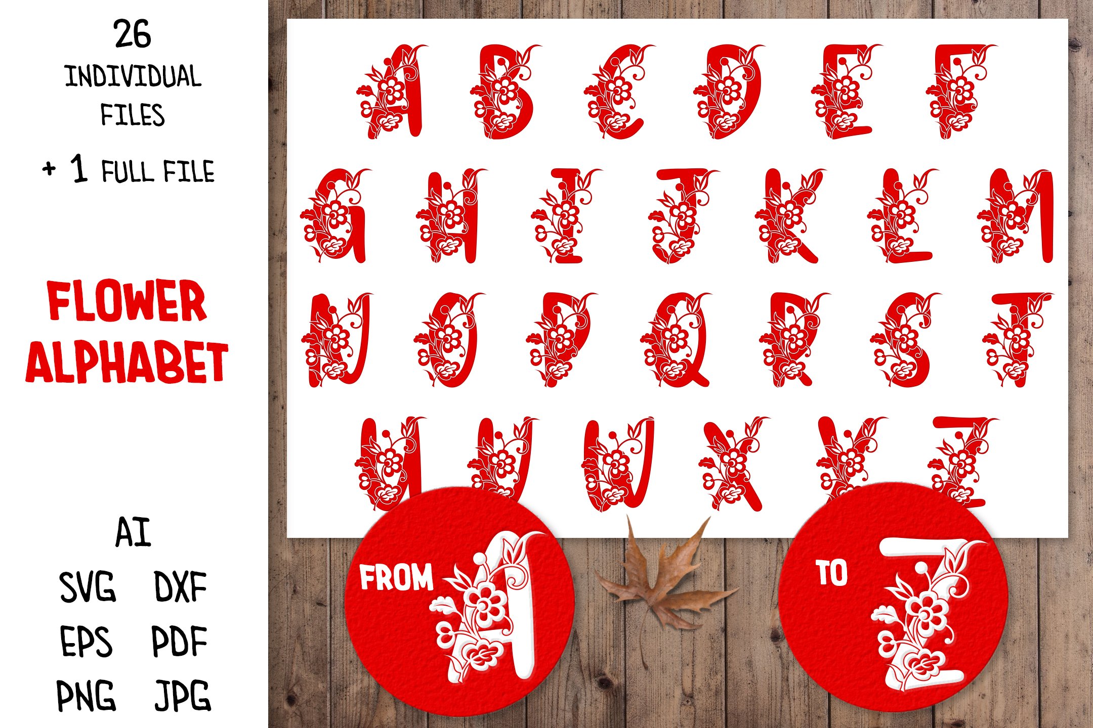 Flower Alphabet paper cut design. Floral Alphabet Letter SVG