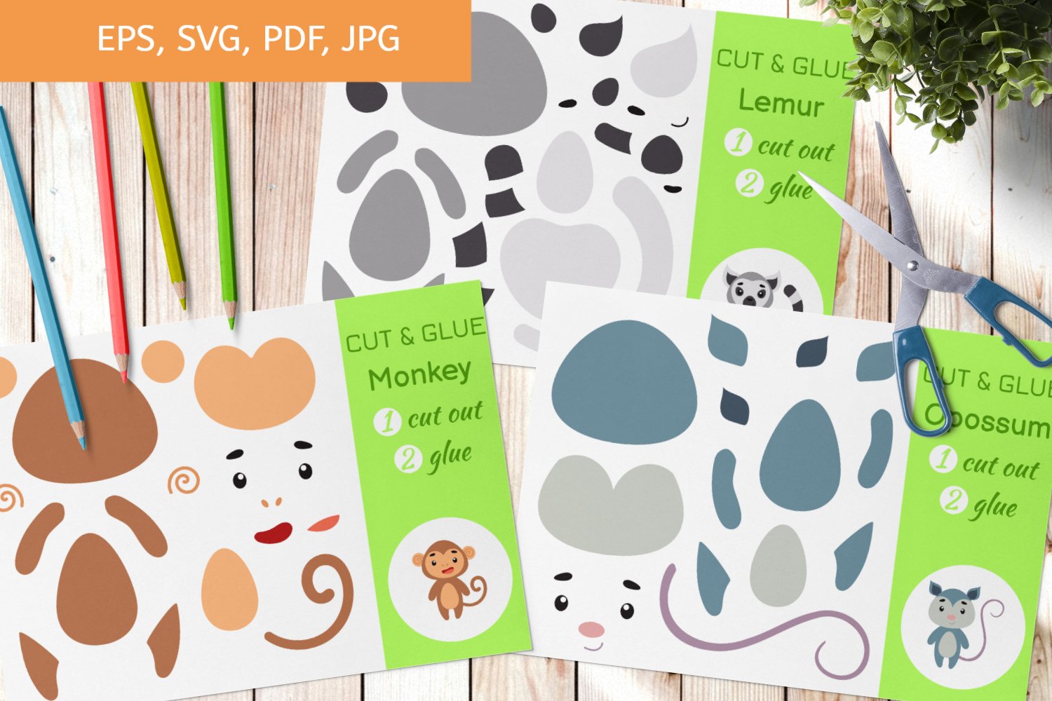 Cut and Glue Games for Kids - Animals Cut and (1340613)