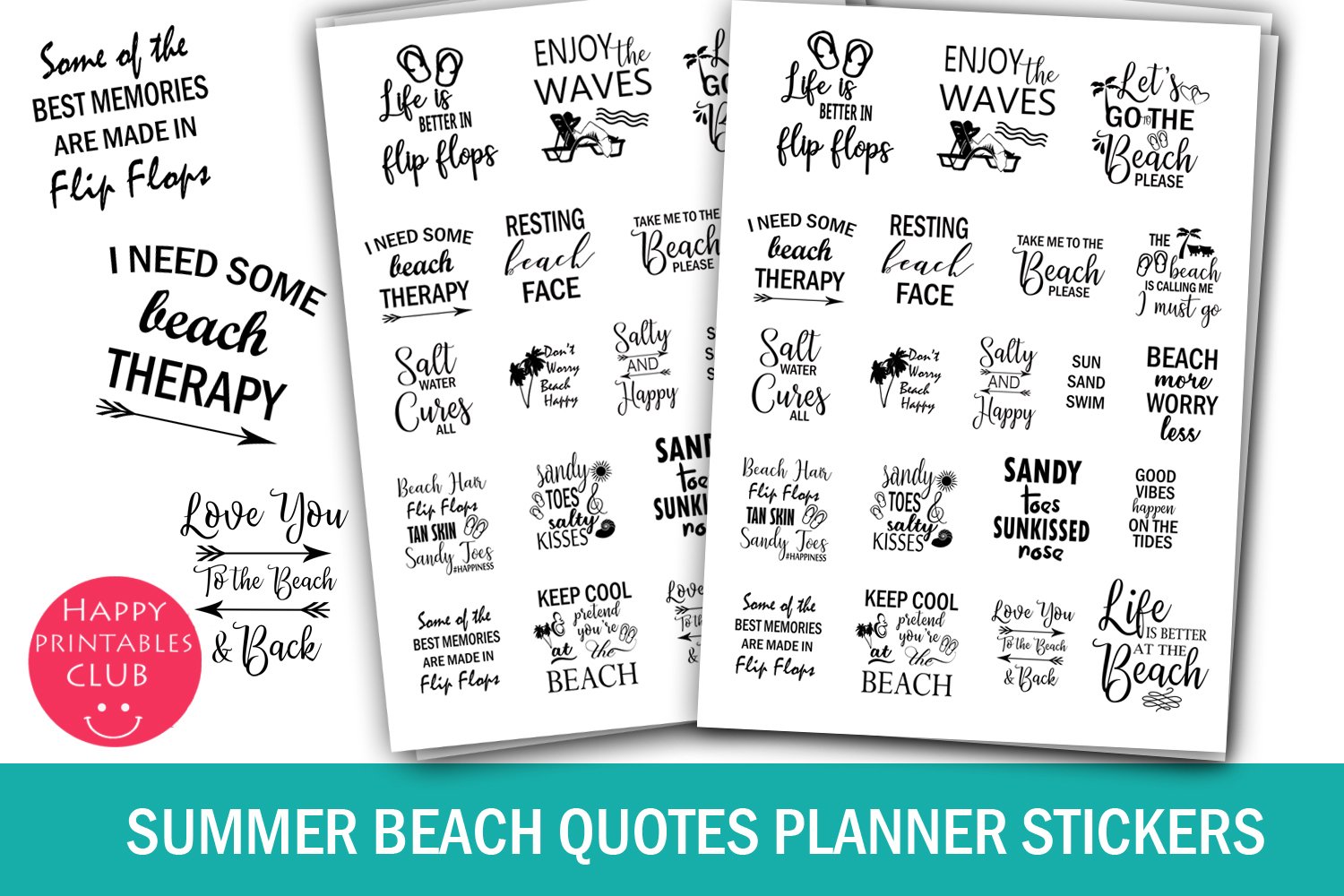 Summer Beach Quotes Planner Stickers- Beach Planner Stickers (461357 ...