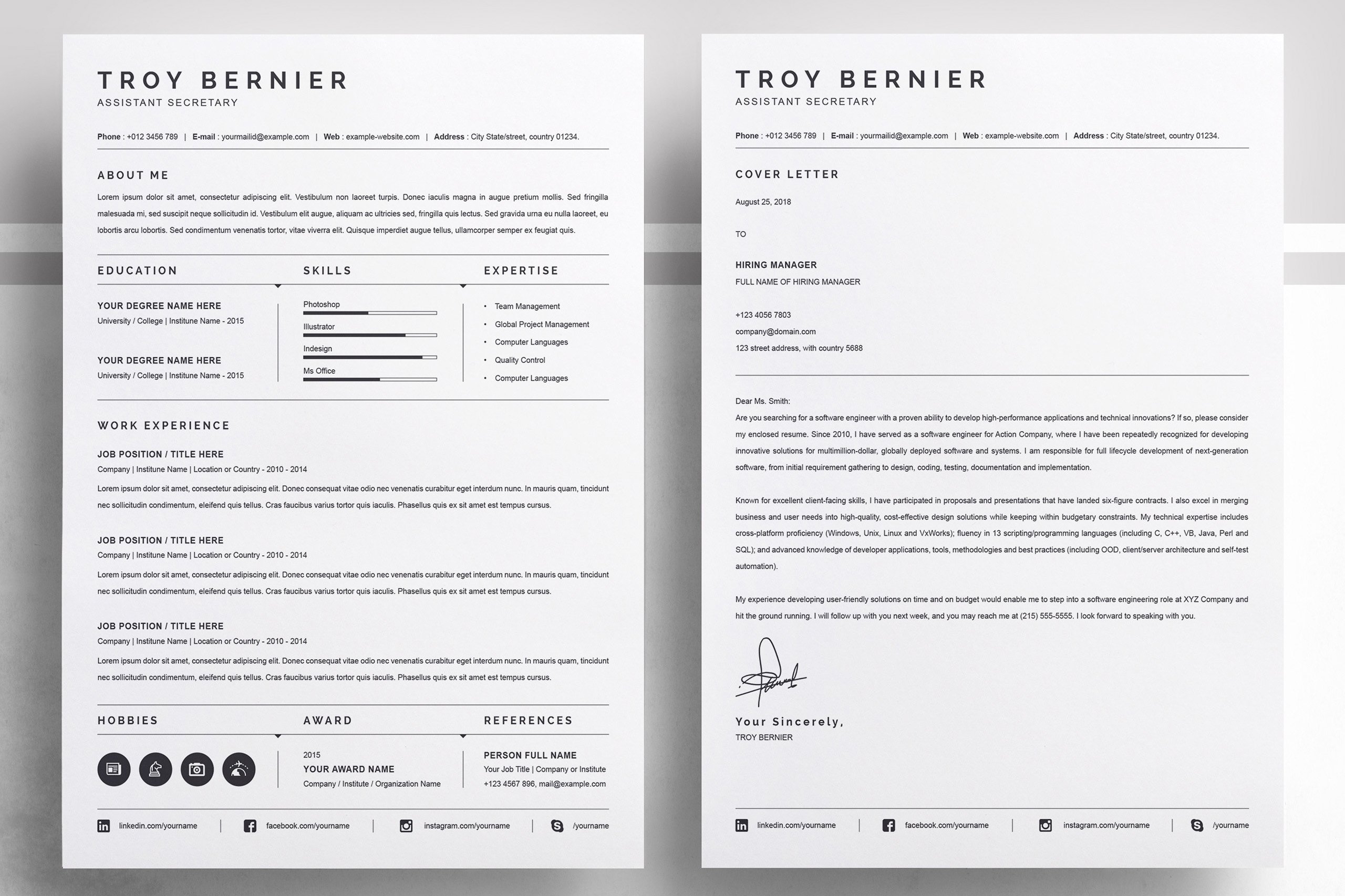 Clean Resume Template (540521) | Resume Templates | Design Bundles