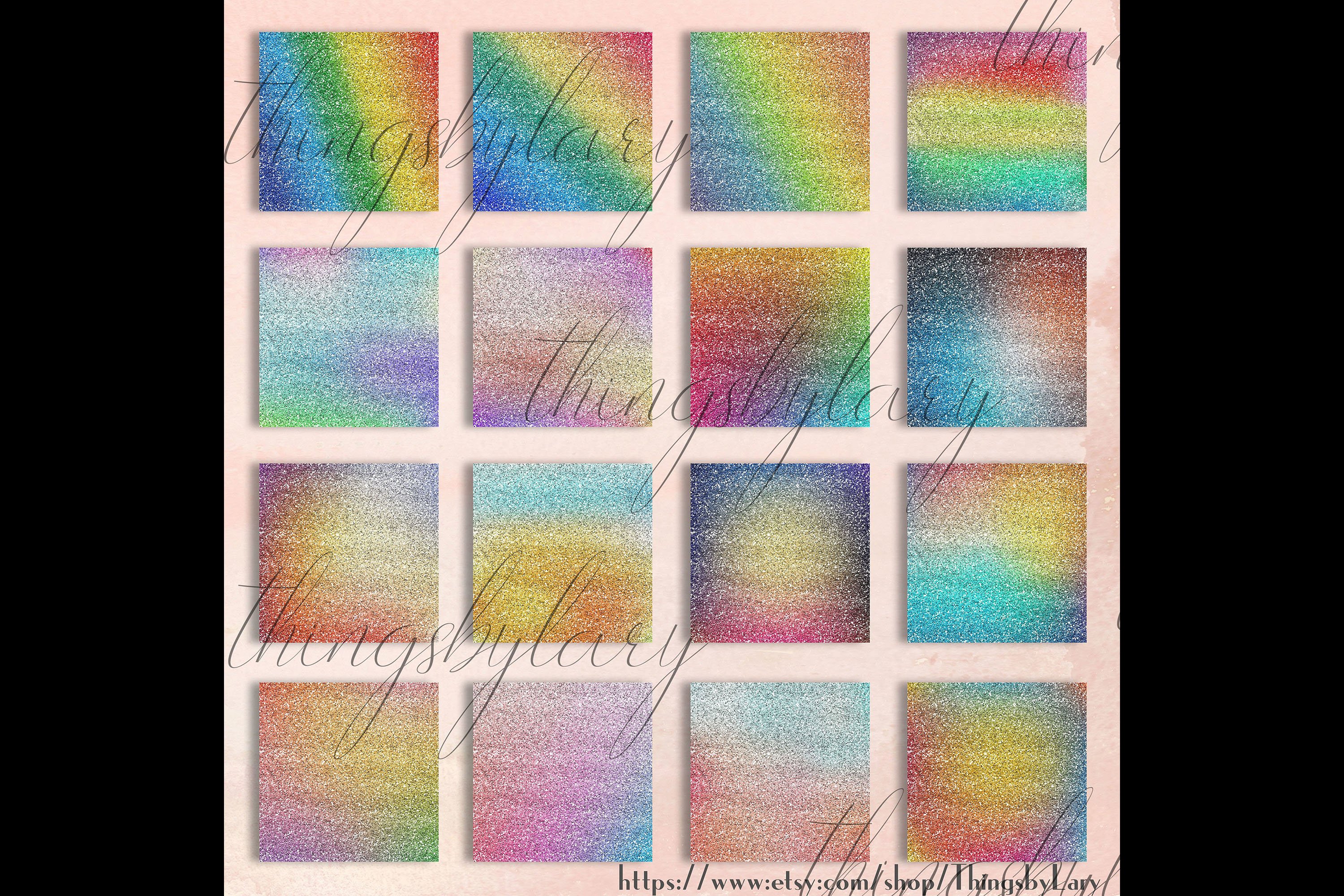 16 Rainbow Glitter Digital Papers, Gradient Ombre Glitter (135538 ...