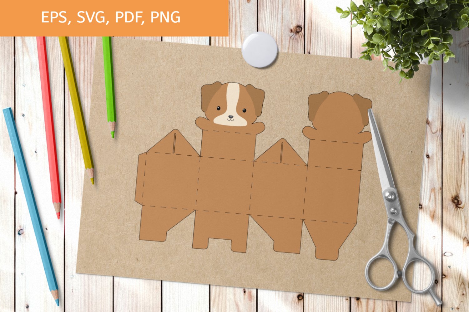 Cute Dog Gift Box Template SVG, Gift Box SVG (972358) | Paper Cutting ...