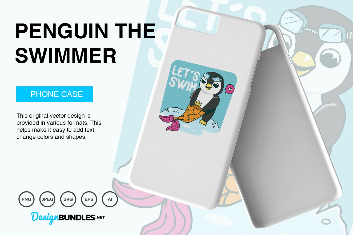 Penguin The Swimmer Vector Illustration