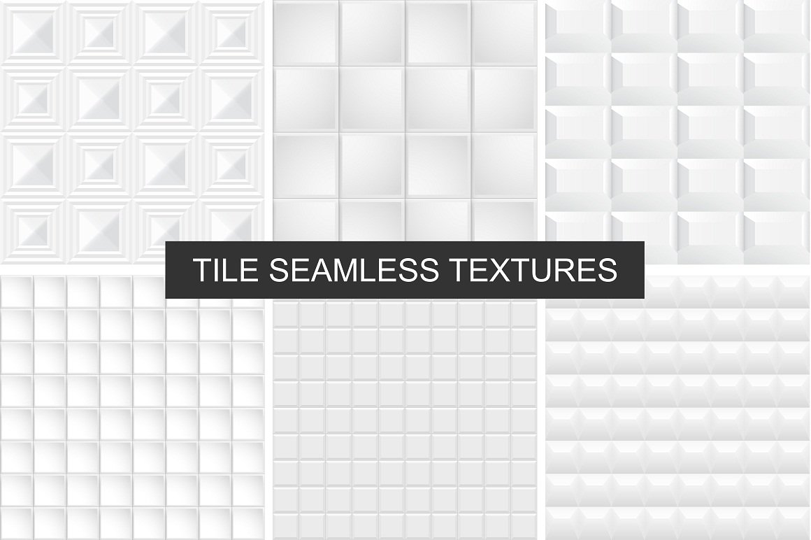 White and gray tile textures set (10886) | Textures | Design Bundles