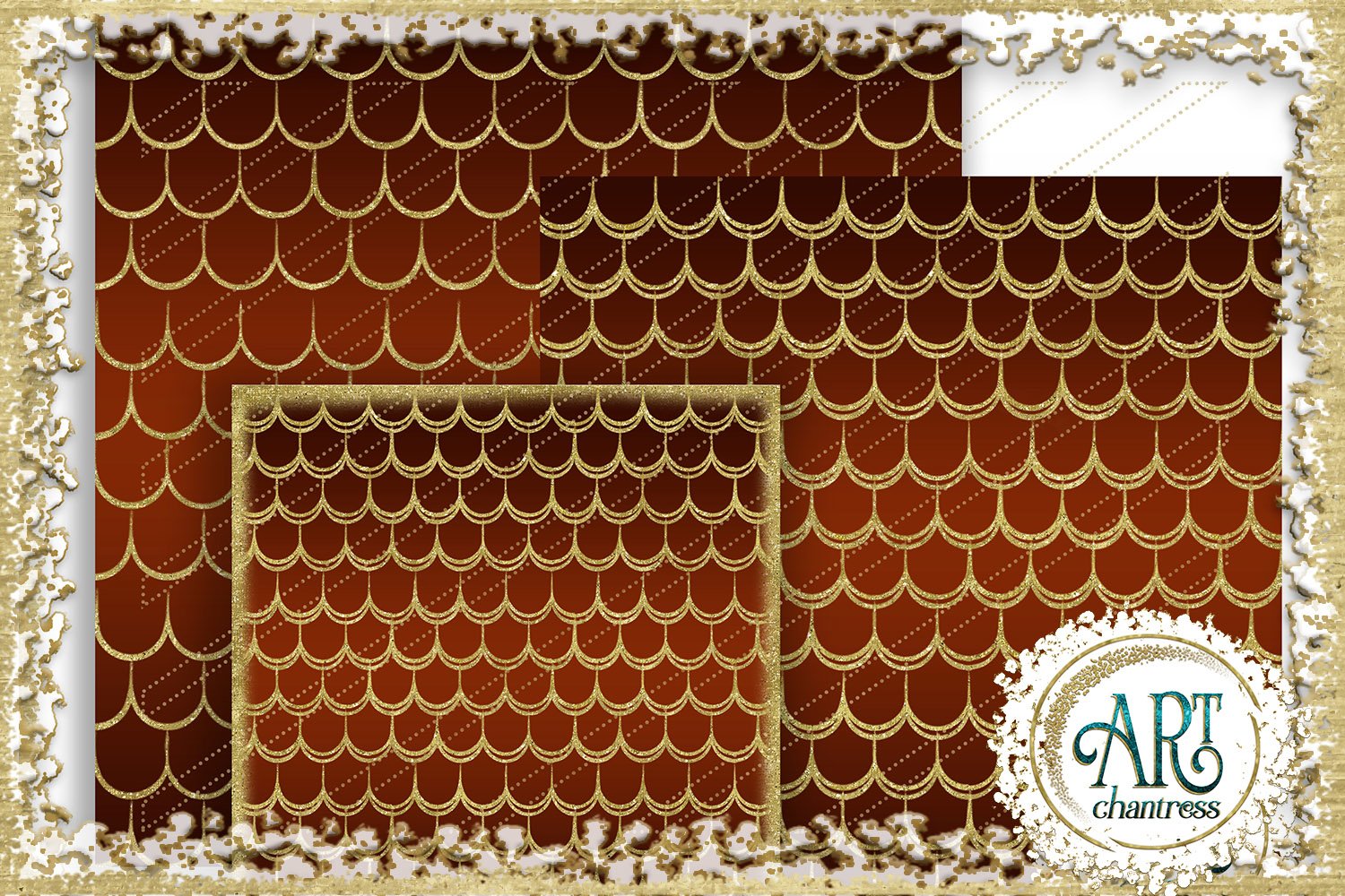 18 Digital Papers - Coffee brown and Cream with Gold Glitter - Mermaid ...