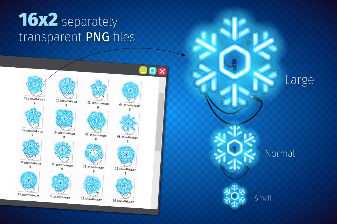 Christmas Colorful Neon Snowflakes (43972) | Decorations | Design Bundles