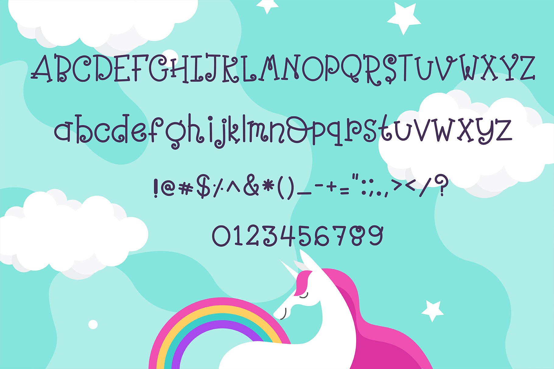 Girly Unicorn font Handwritten- cute kid font Kawaii style (703536 ...