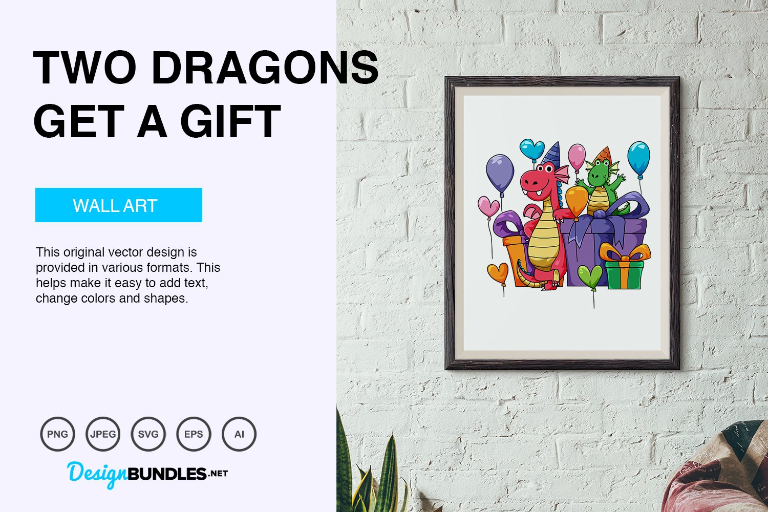 Two Dragons Get a Gifts Vector Illustration
