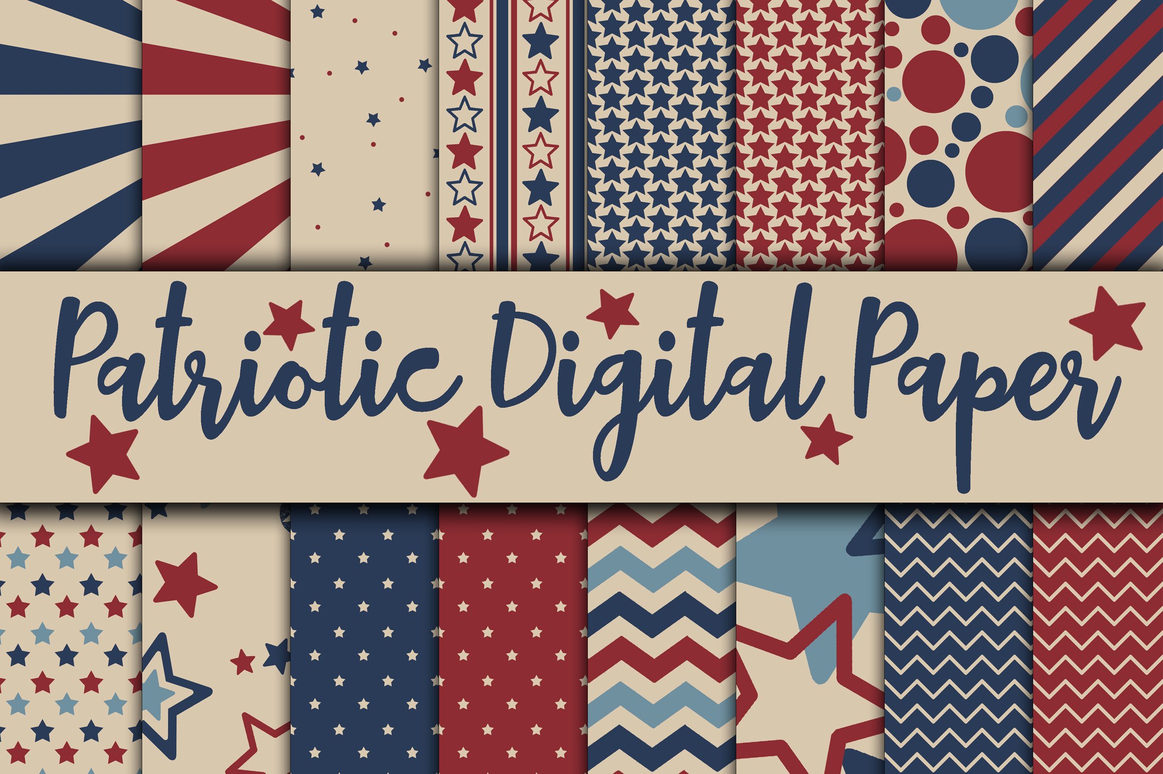 Patriotic Digital Paper (617398) | Backgrounds | Design Bundles