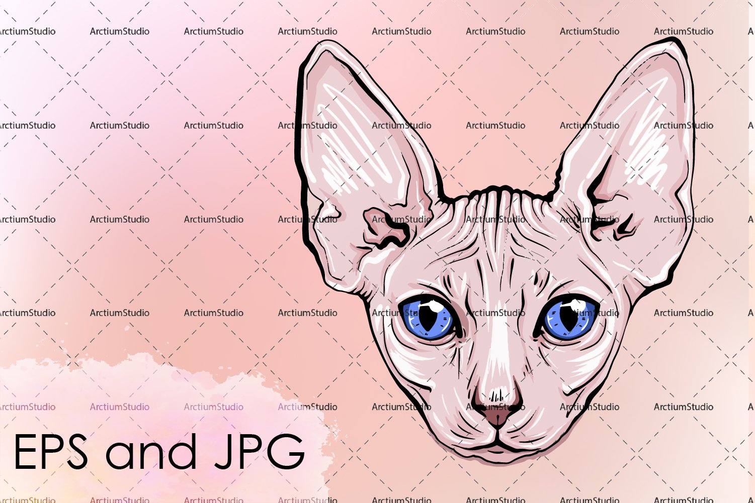 Sphinx cat portrait vector art (1286468) | Characters | Design Bundles