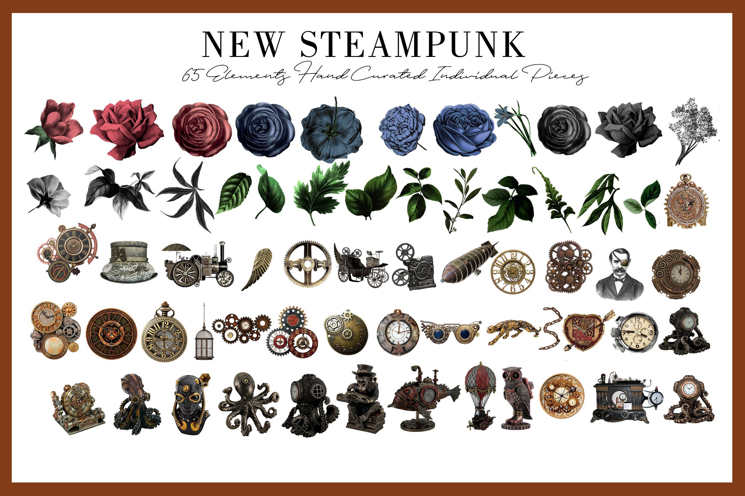 Steampunk |68 Elements in PNG (571919) | Illustrations | Design Bundles