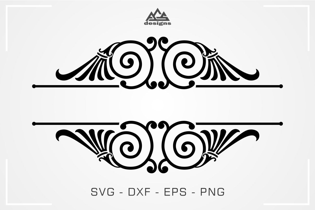 Floral Vintage Frame - Split Frame Svg Design (373719) | Cut Files ...