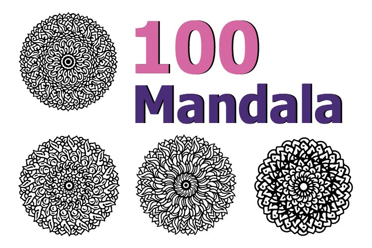 100 mandala collections in line style. illustration vector (1085898 ...