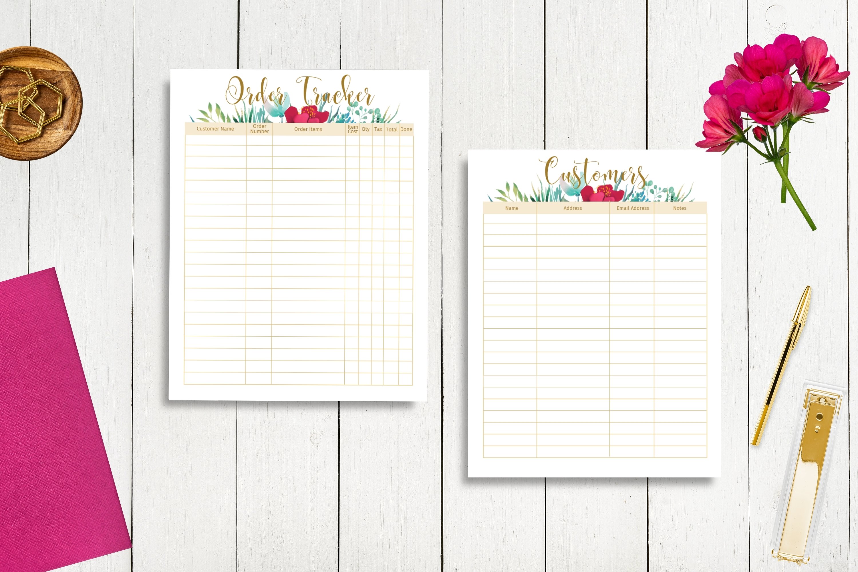 Order Form, Customer and Order Trackers, Floral (1019824) | Inserts ...