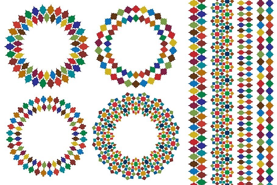 Colorful Moroccan Frames & Borders (167568) | Decorations | Design Bundles