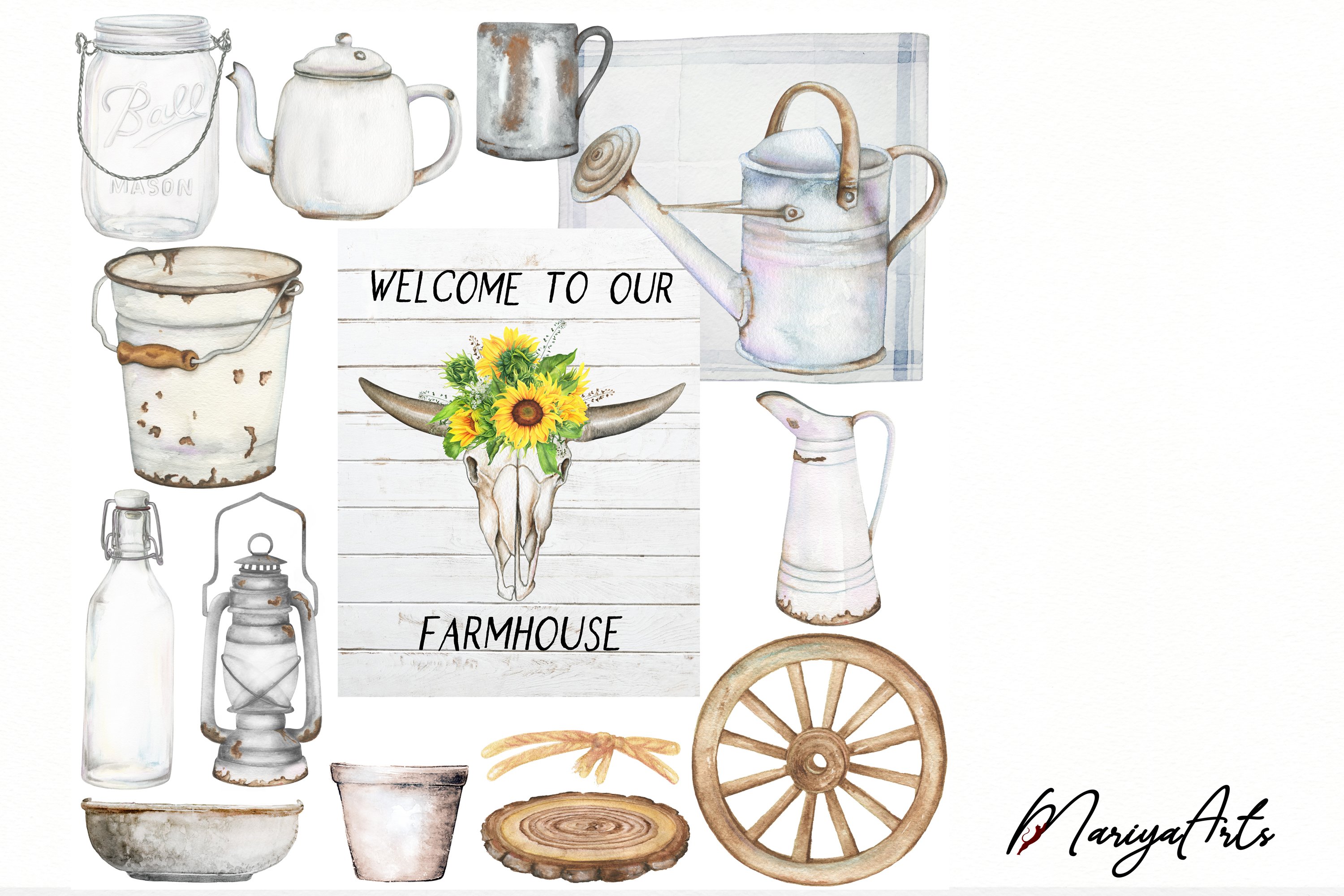 Farmhouse Finds Clipart, Vintage Country Farm, Rustic Farm (677937 ...