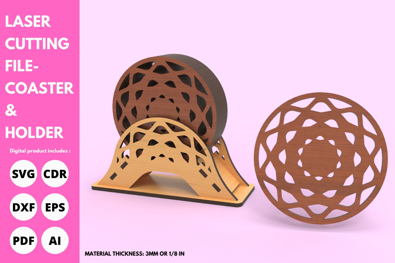 Coaster & Holder - laser cutting file