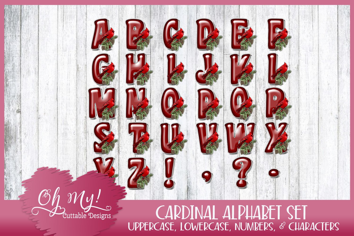 Cardinal Alphabet Bundle Clipart Graphics Word Art (355043) | Alphabets ...
