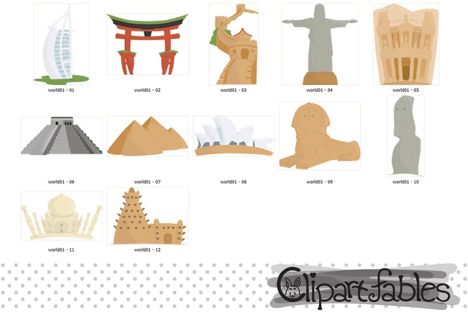 TRAVEL in the WORLD clipart, Seven wonders of the World (151185 ...
