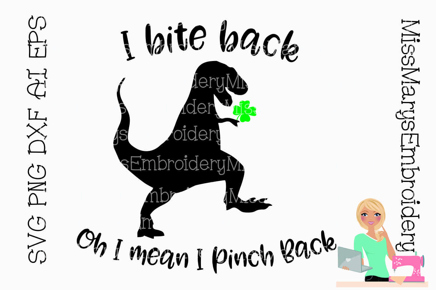 I Bite Back Irish T-Rex SVG Cutting File PNG DXF AI EPS