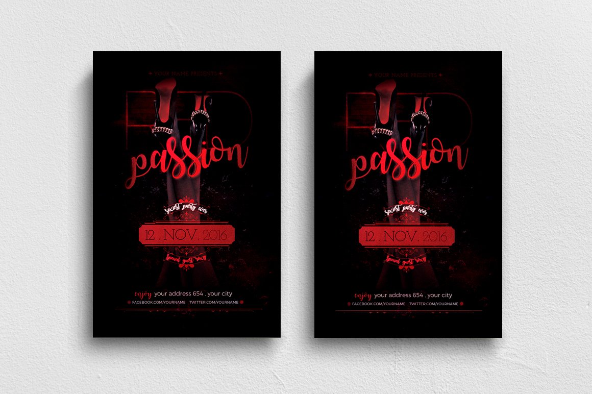 Red Passion Flyer Template (211976) | Flyers | Design Bundles