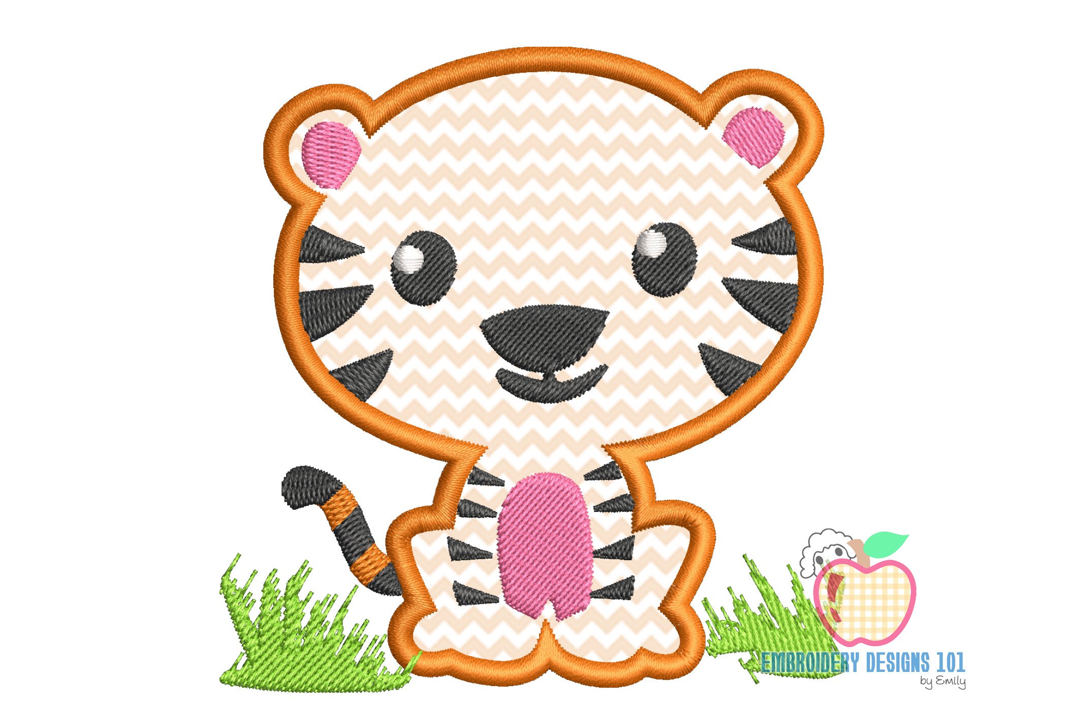 Cartoon Tiger Cub Embroidery Applique (1233367) | Designs | Design Bundles