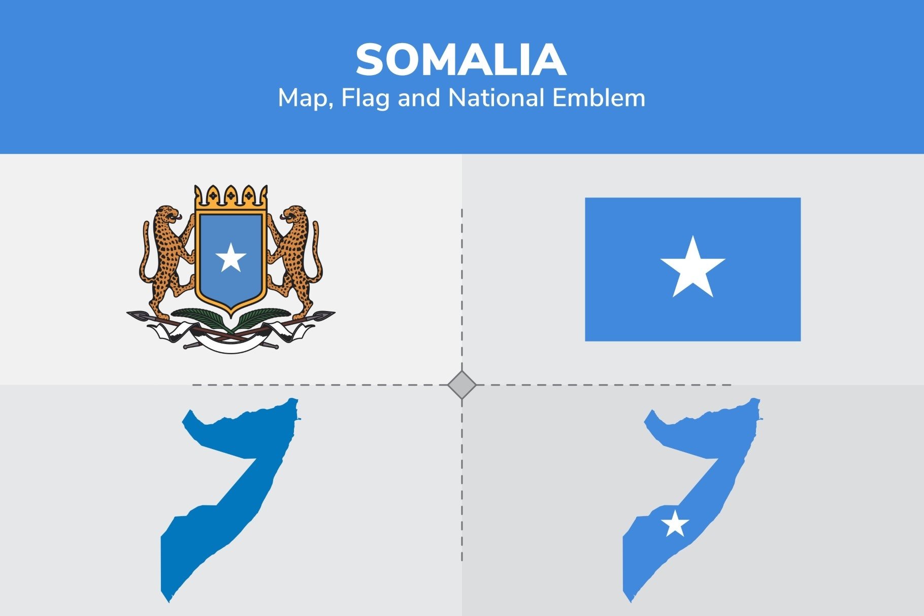 Somalia Map, Flag &National Emblem (1101679) | Illustrations | Design ...