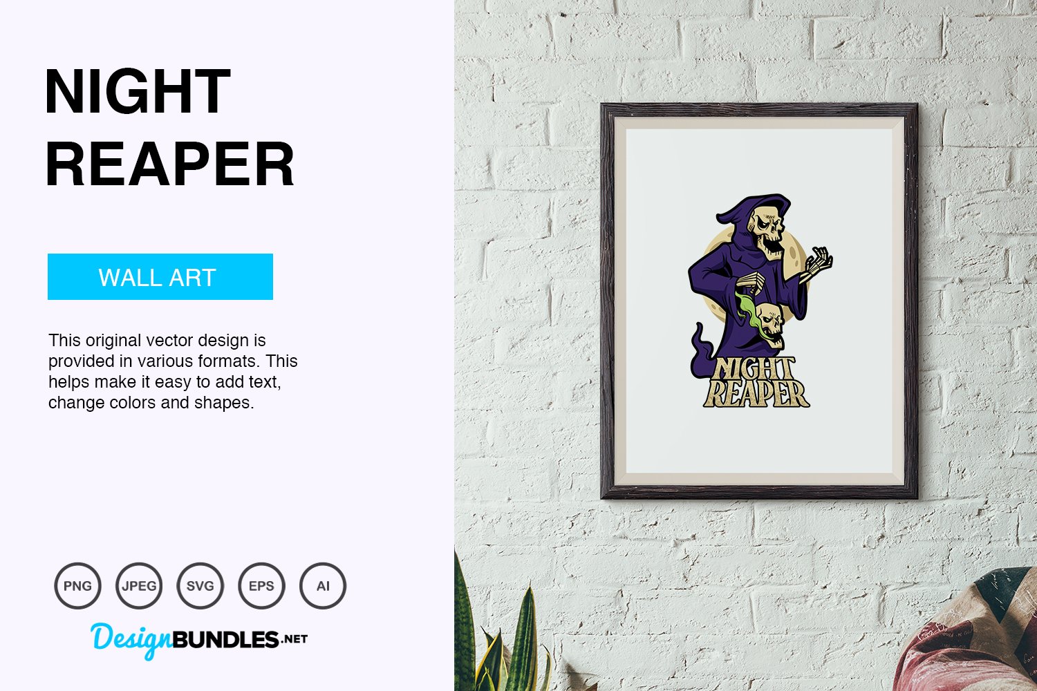 Night Grim Reaper Vector Illustration