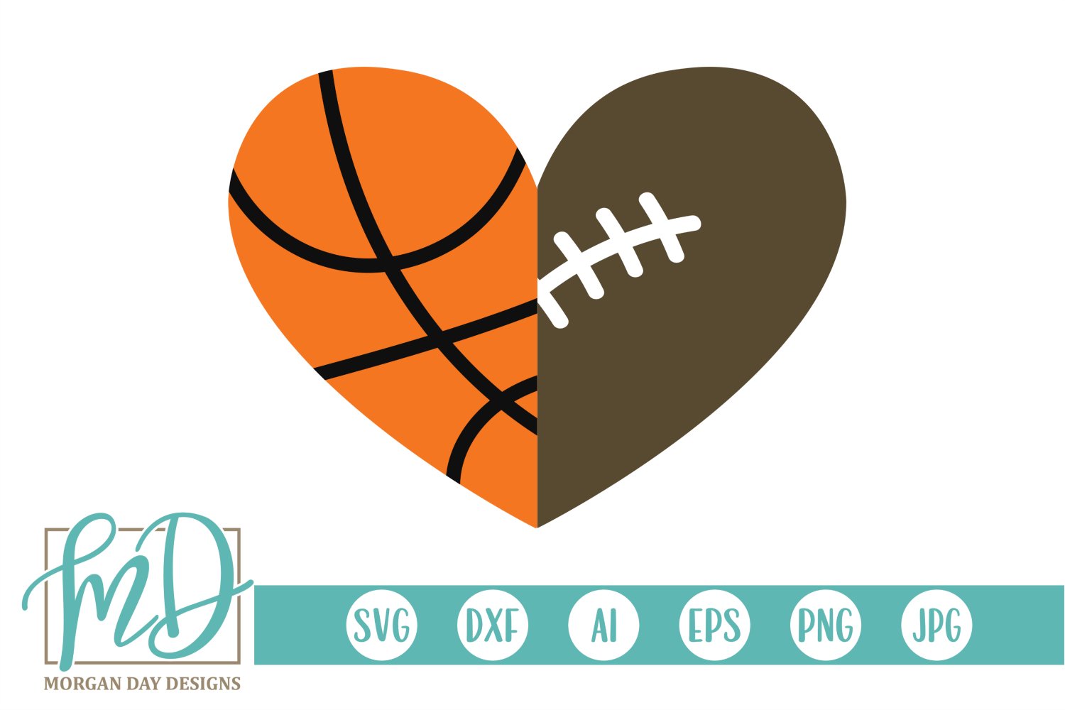 Basketball Football Heart SVG (235565) | Cut Files | Design Bundles