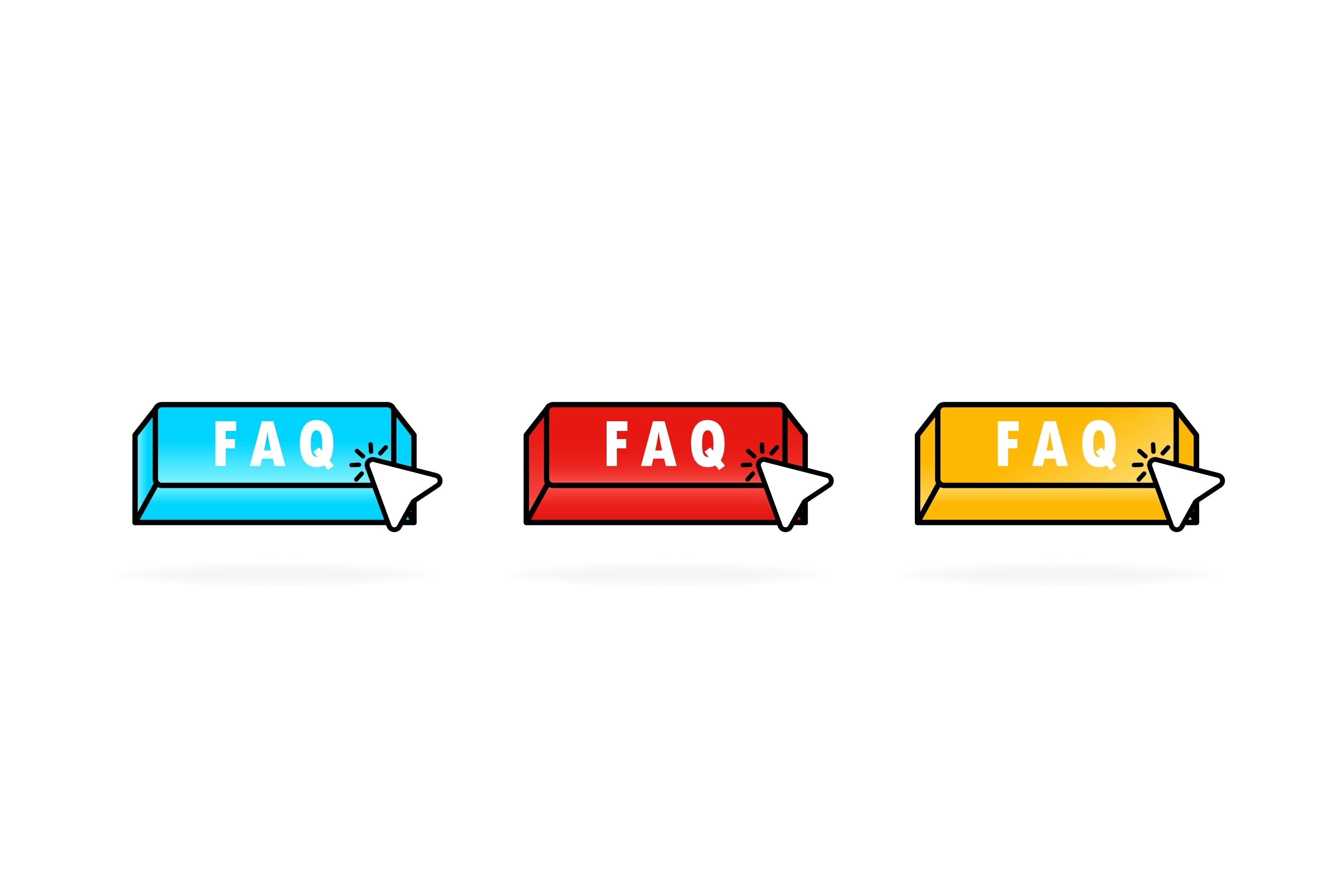 Faq button icon set with cursor. Pointer. Internet icon. (1190505 ...