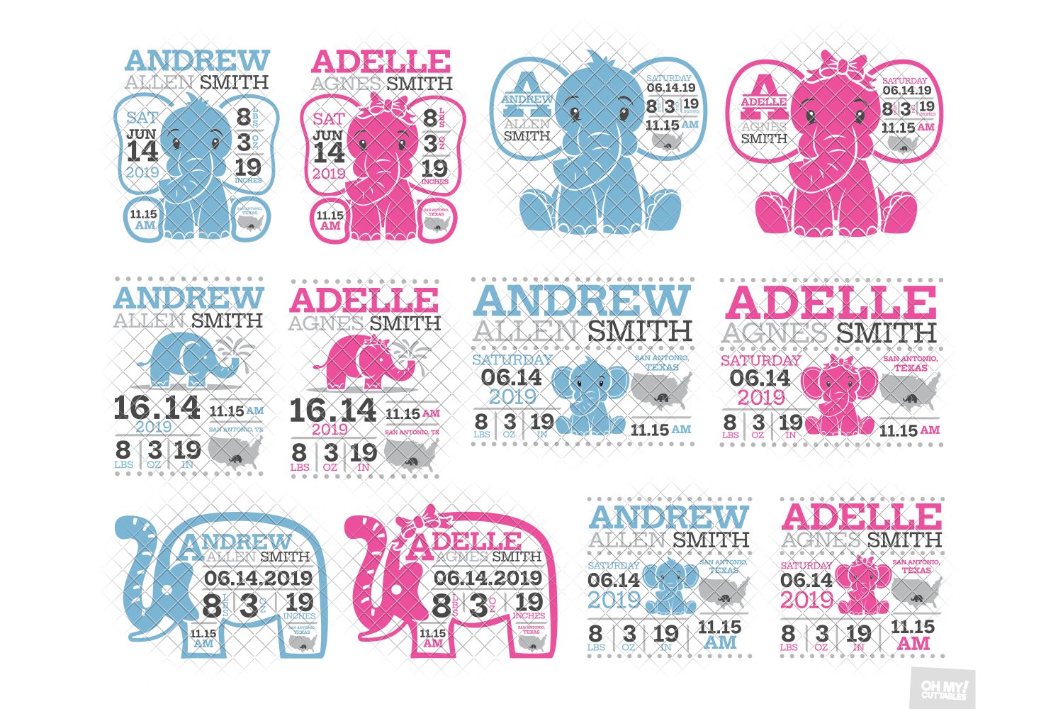 Svg File Blank Birth Announcement Svg 217 DXF Include