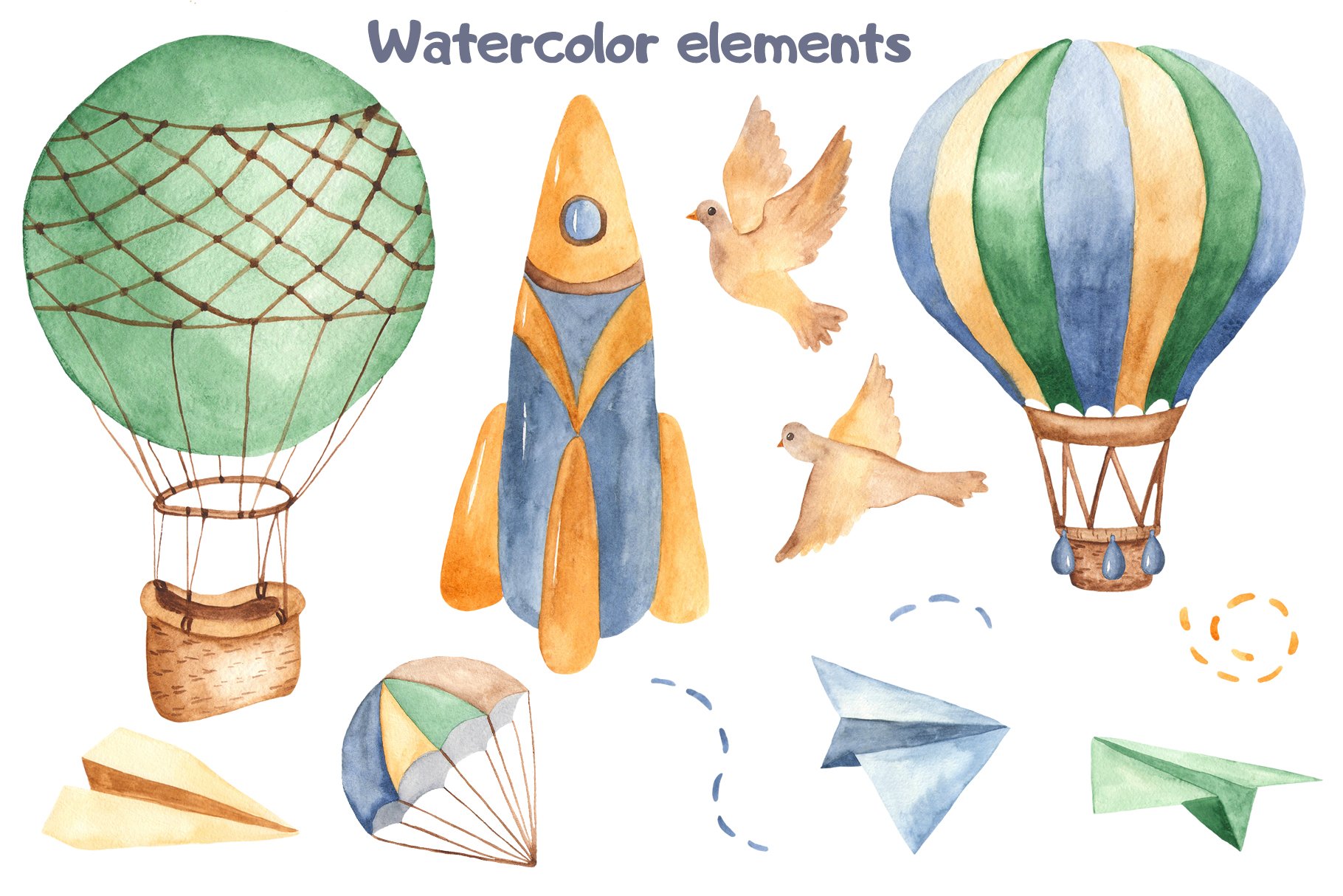 Transport watercolor. BUNDLE. (372587) | Illustrations | Design Bundles
