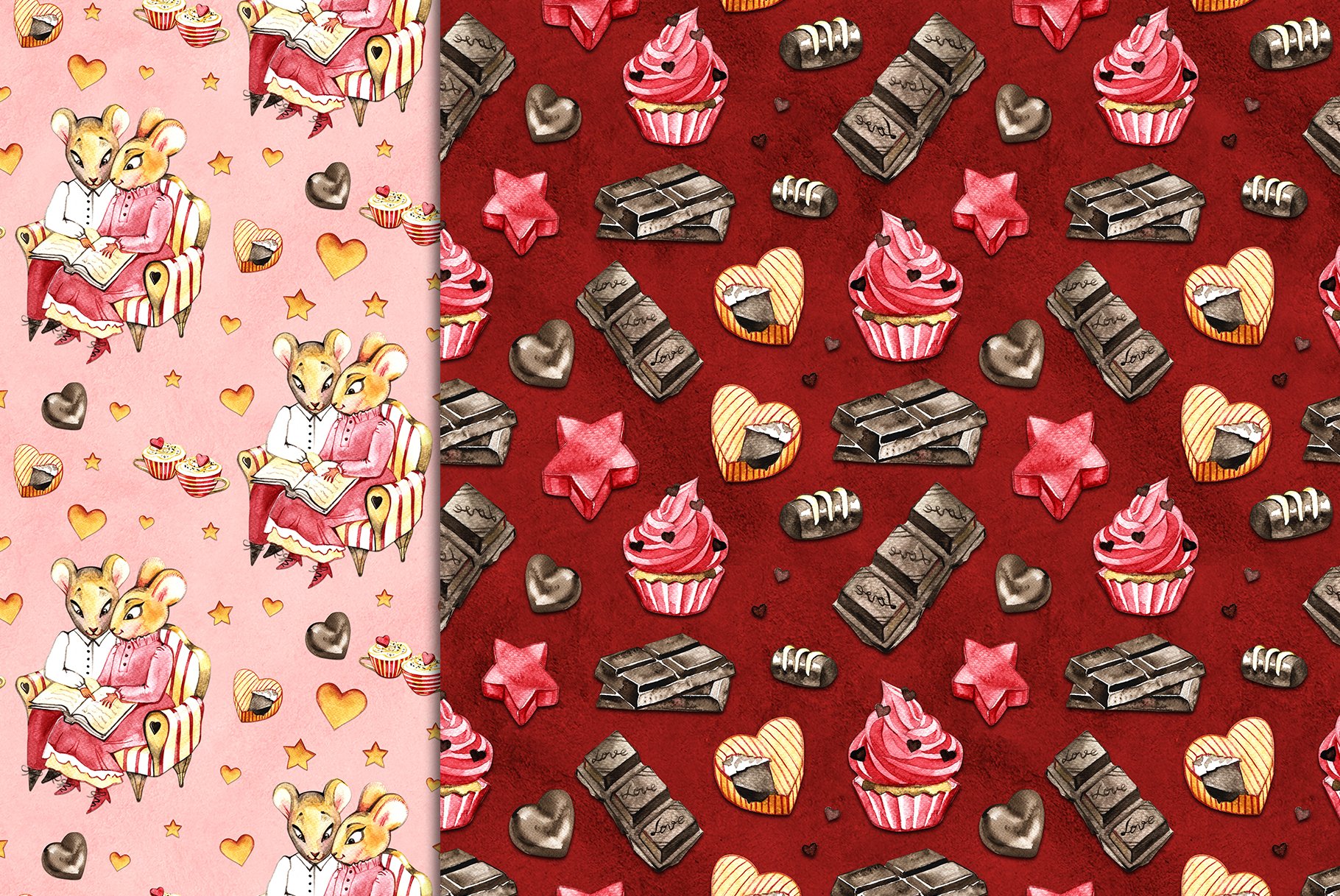 Watercolor Chocolate Digital Paper (288946) | Patterns | Design Bundles