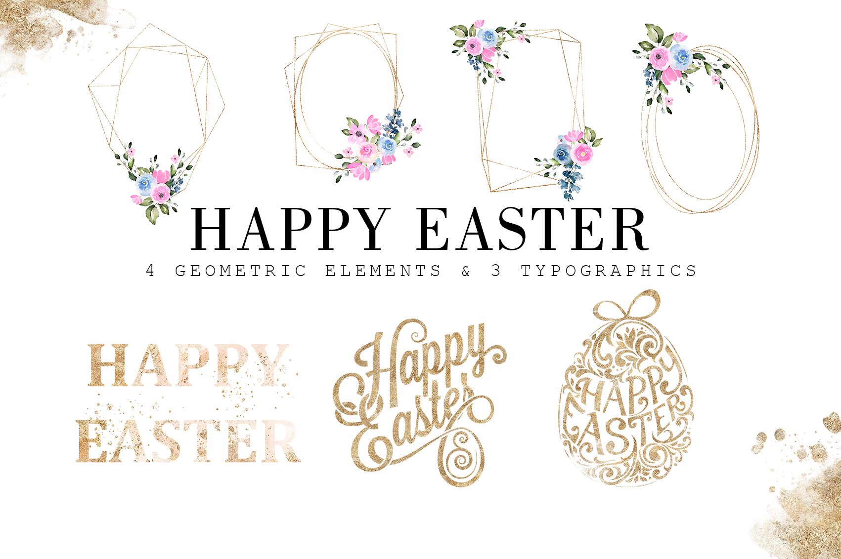 Happy Easter|Watercolor Elements clipArt (236789) | Illustrations ...