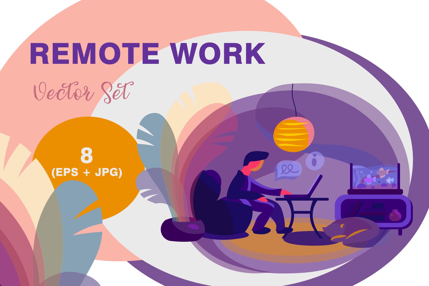 Remote work Vector Set (265875) | Illustrations | Design Bundles