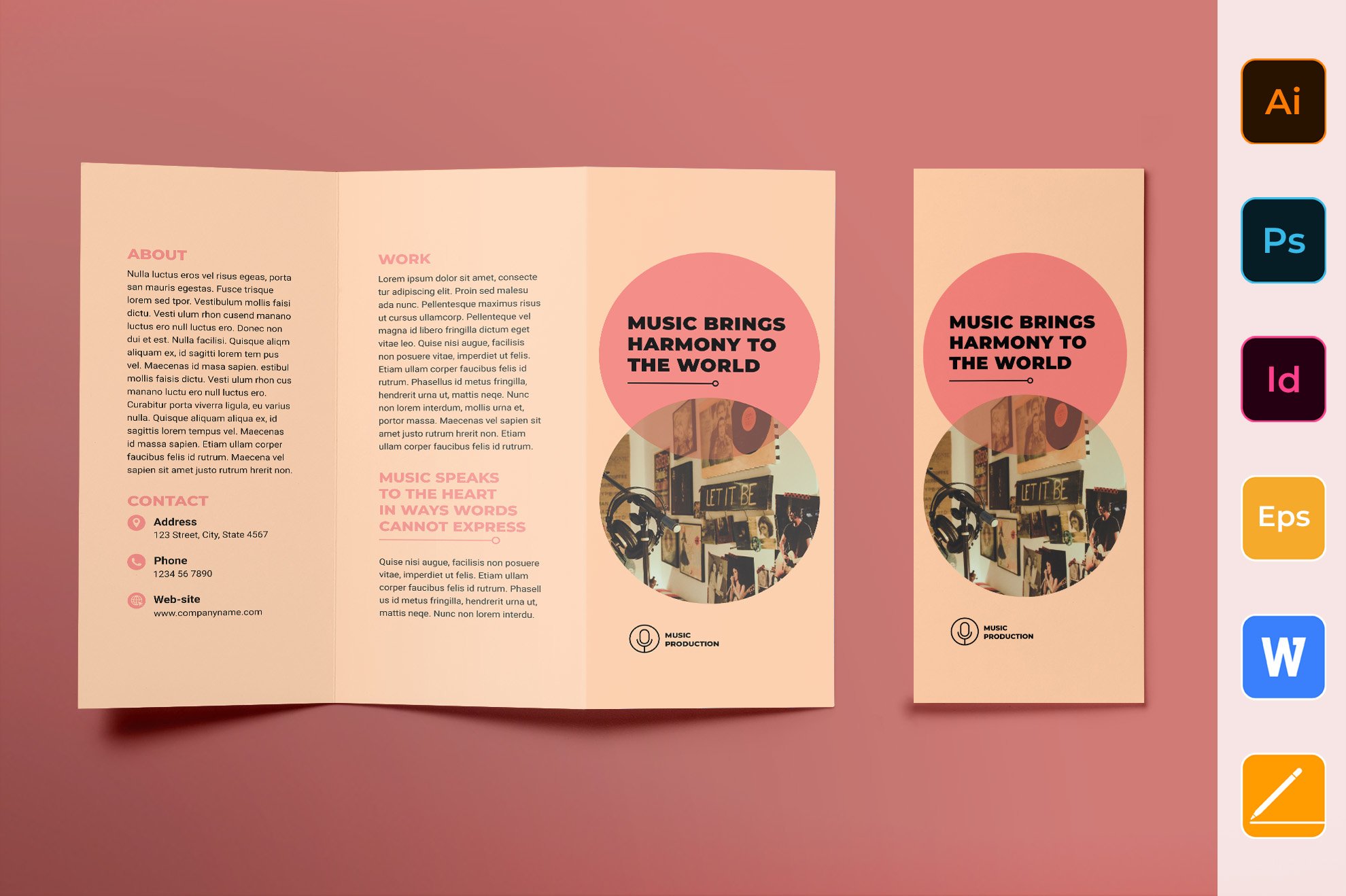 Music Production Brochure Trifold (443091) | Brochures | Design Bundles