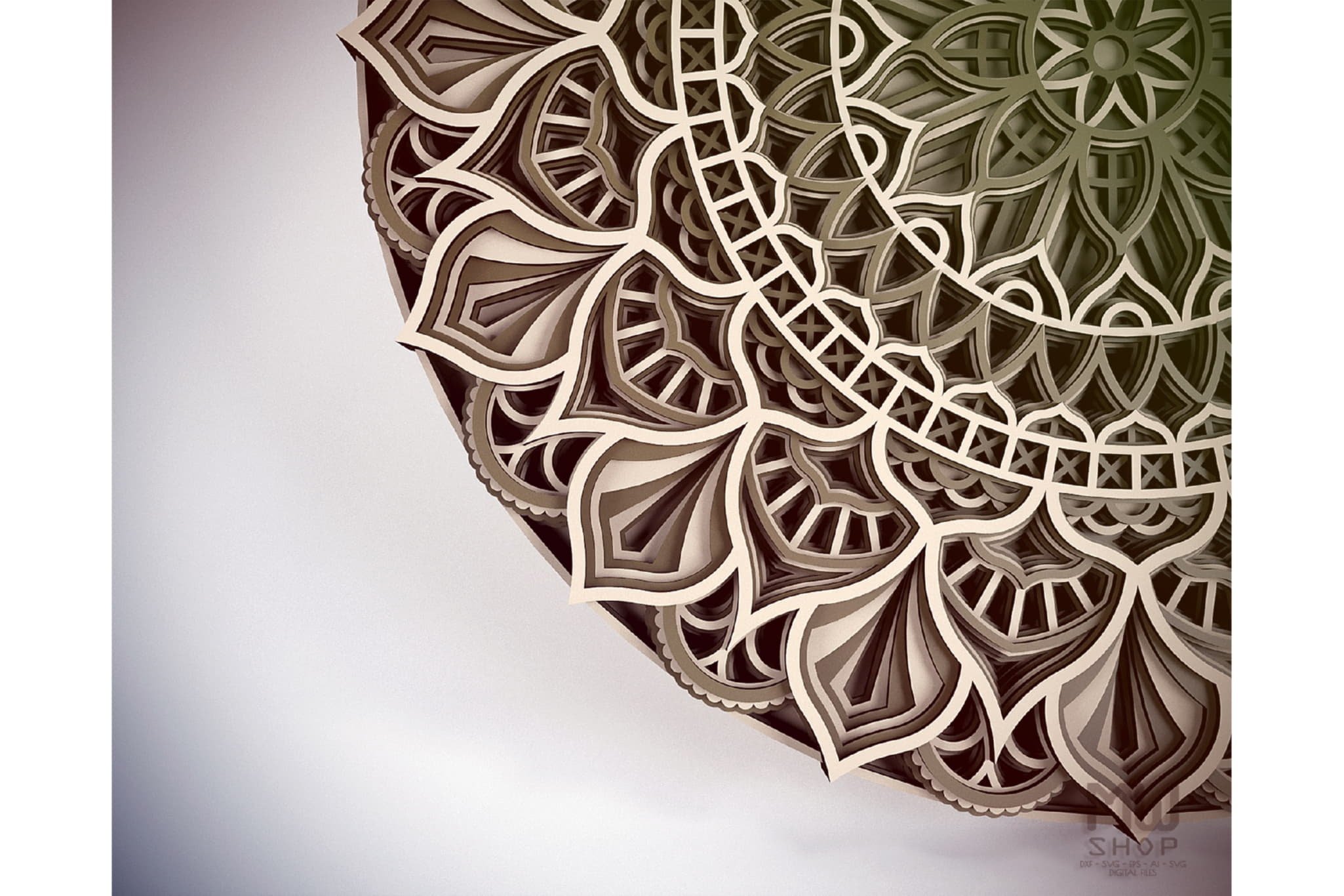 M60 - Circular Mandala DXF file, Multilayer Mandala Pattern (586787 ...