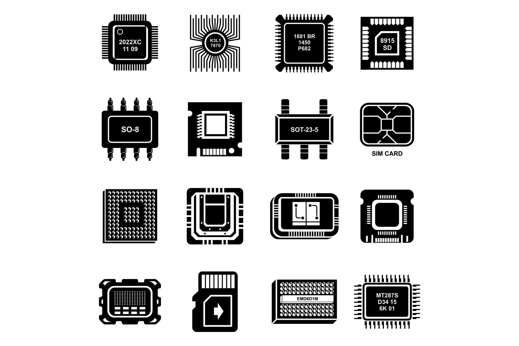 Computer chips icons set, simple style (361059) | Icons | Design Bundles