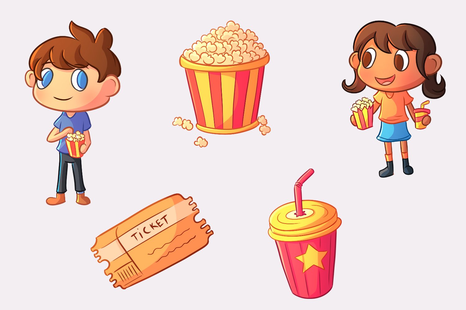 Cute Movie Night Illustrations